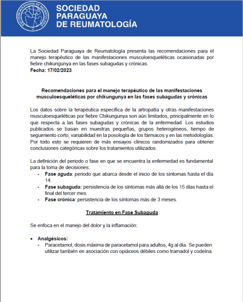 Manejo clínico del chikungunya - DGVS